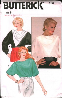 6191 Vintage Butterick Sewing Pattern 1980s Misses Loose Fitting ...