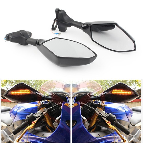 Motorcycle Rearview Mirror with LED Turn Signal For Yamaha YZF R6 YZF ...