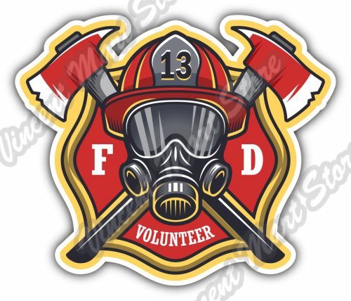 Firefighter Fire FD Department Volunteer Car Bumper Vinyl Sticker Decal ...