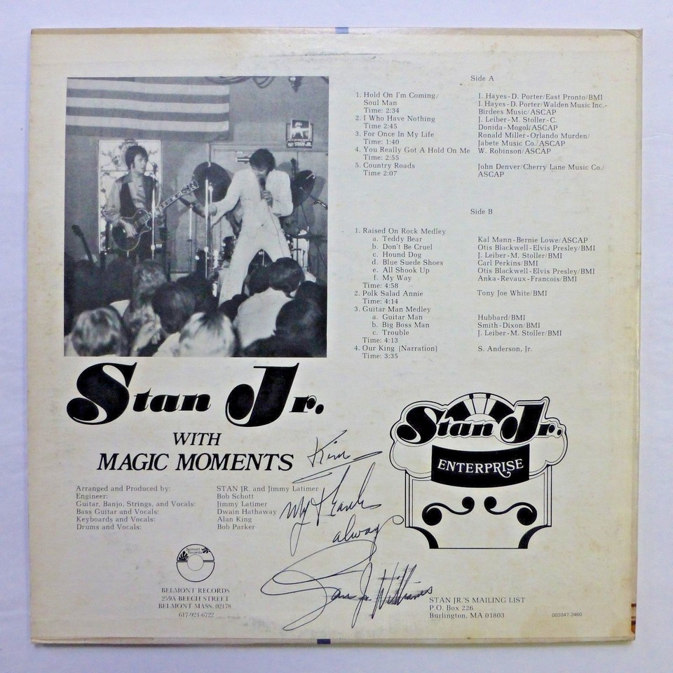 STAN Jr With Magic Moments LP AUTOGRAPHED Pop 1980 Elvis imitator #4853 ...