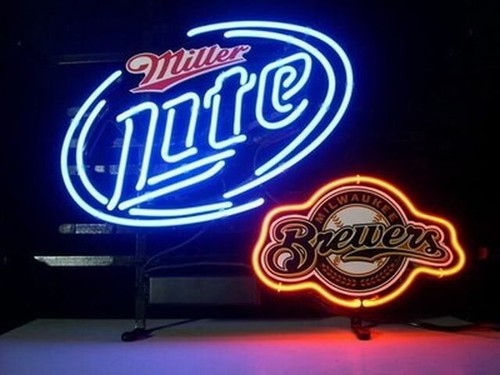 CoCo Milwaukee Brewers Miller Lite 20"x16" Neon Sign Bar Beer Light ...