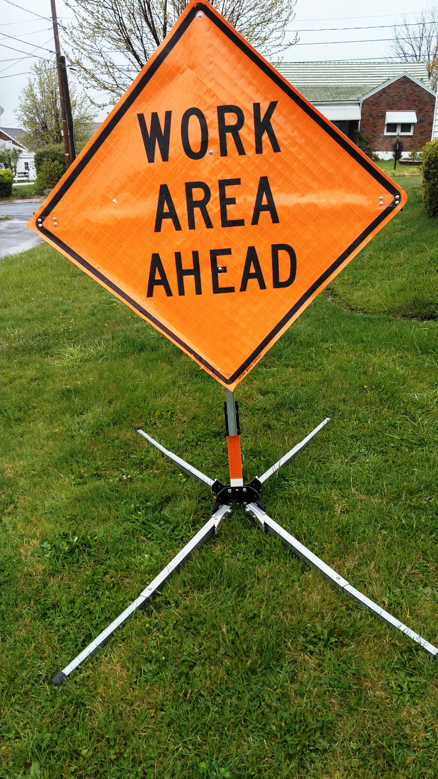 Portable Construction Sign "Work Area Ahead" 36"x36" | eBay