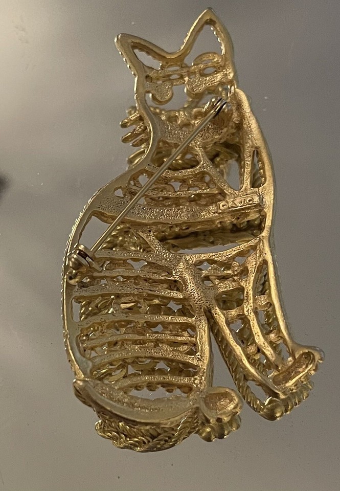 Vintage CAJC Brooch Kitten Cat Gold Tone | eBay