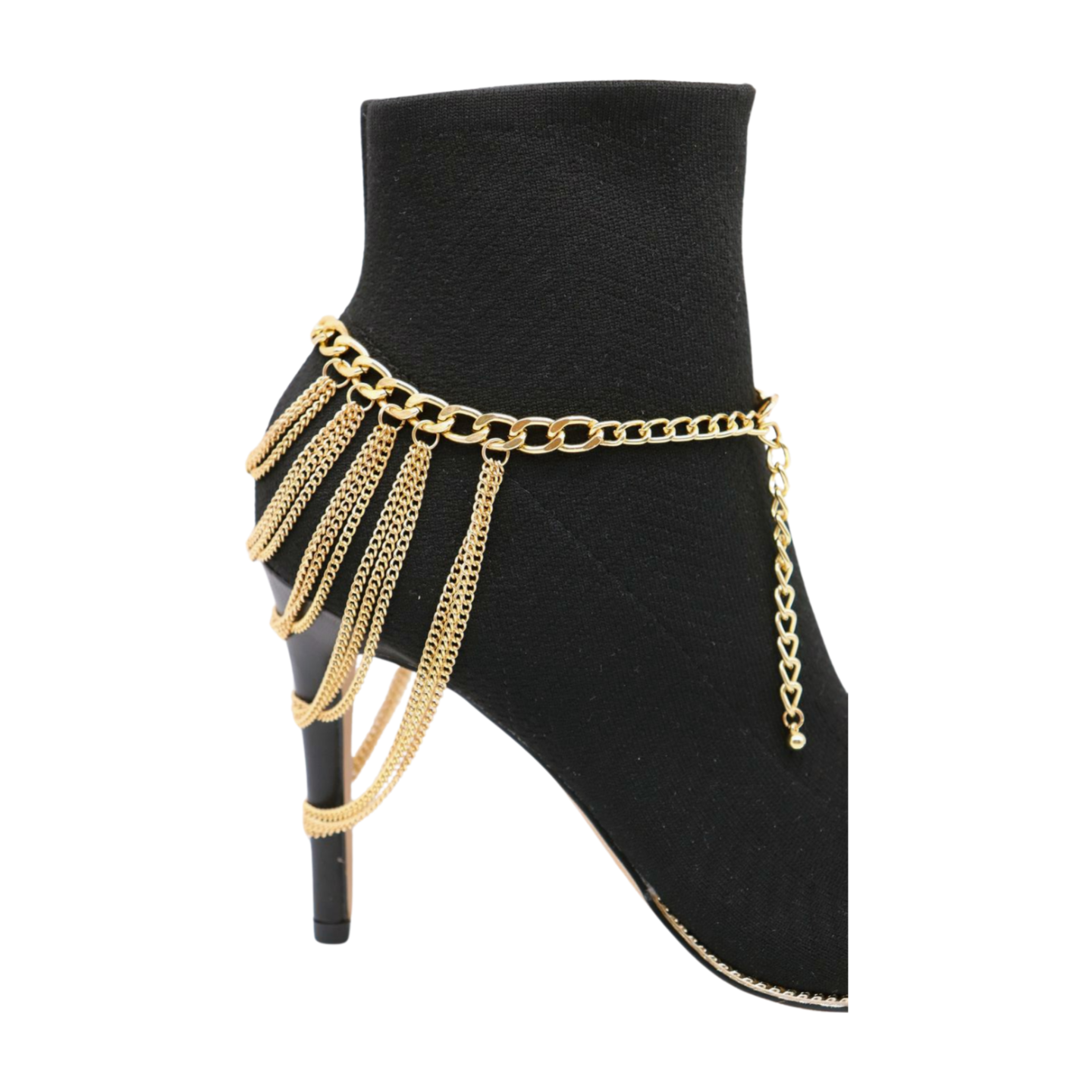 Women Gold Metal Chain Boot Bracelet Shoe Multi Strand Waves Charm ...