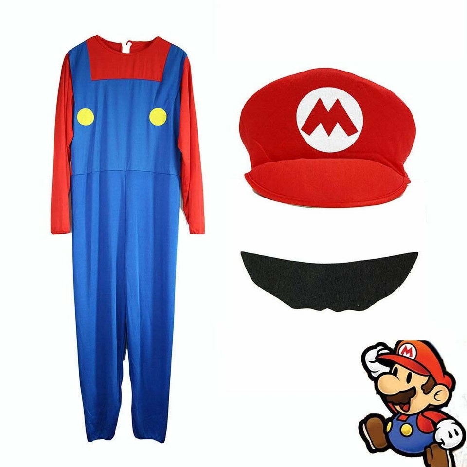 Men Adult Super Plumber Bros Halloween Costume Fancy Dress | eBay