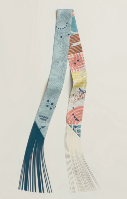 Hermes Au Bloc Fringe Blue White Leather Multi Fringed Handbag Bag ...