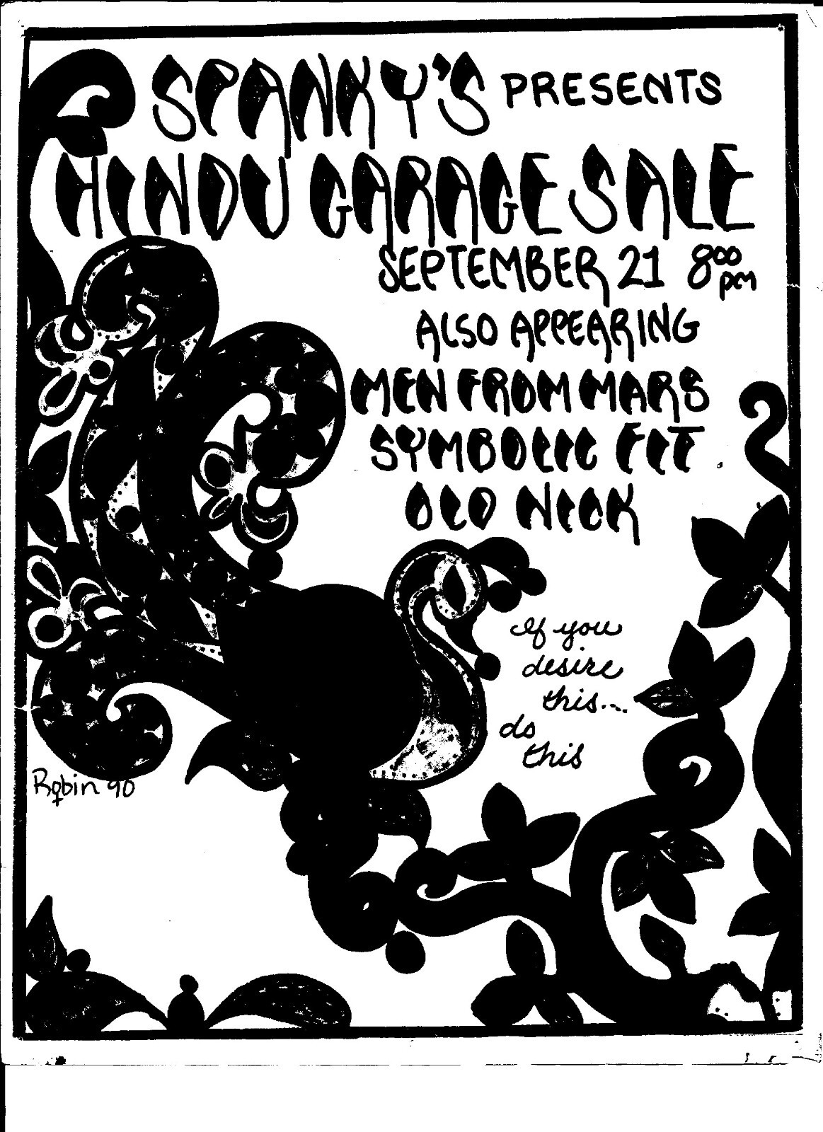 Hindu Garage Sale Men From Mars Flyer Spanky's Cafe Riverside Sep 21 ...