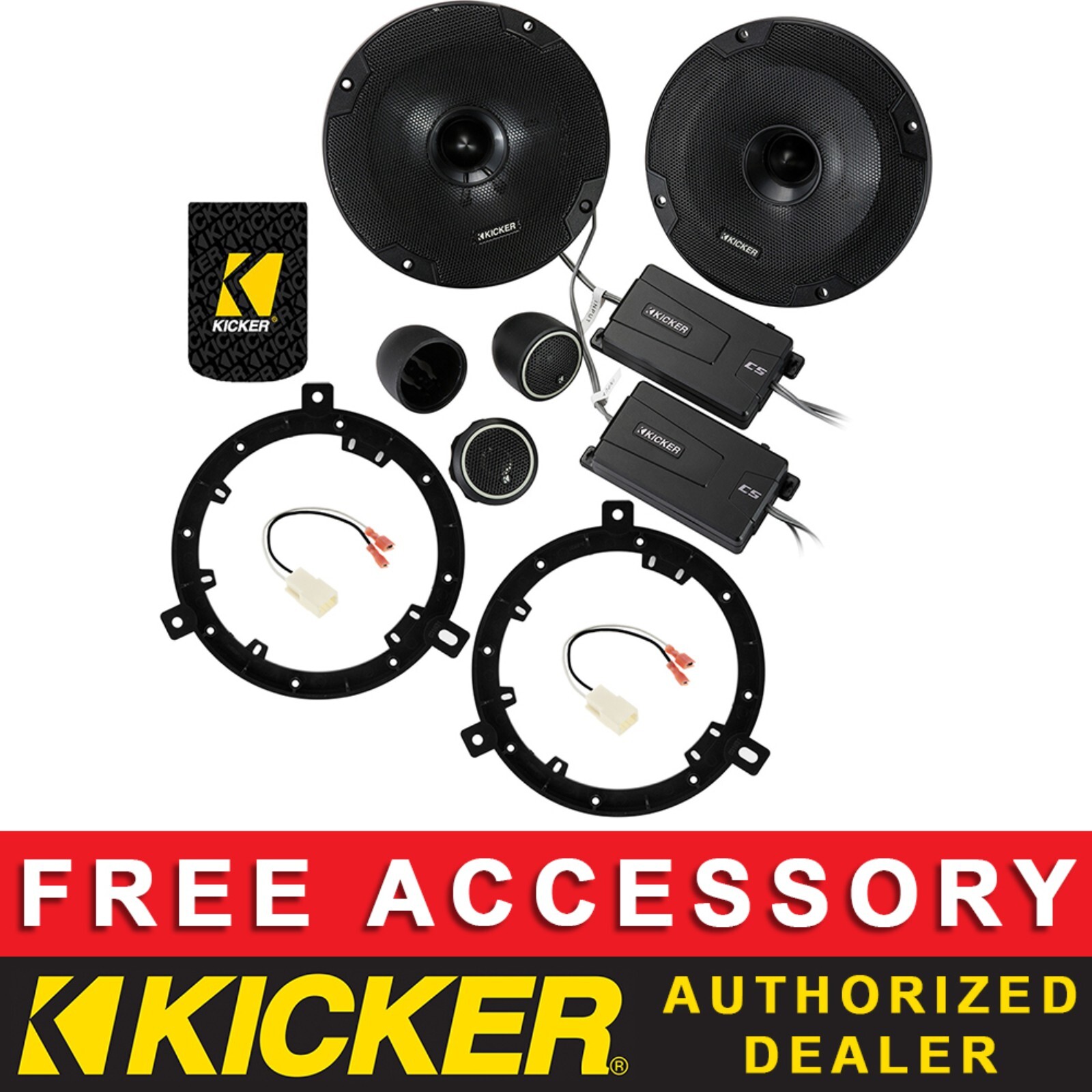 KICKER CSS674 6.75" OEM SPEAKER REPLACEMENT FULL KIT FOR JEEP WRANGLER ...