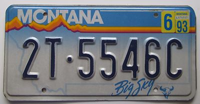 Montana 1993 CASCADE COUNTY TRUCK License Plate NICE QUALITY # 2T-5546C ...