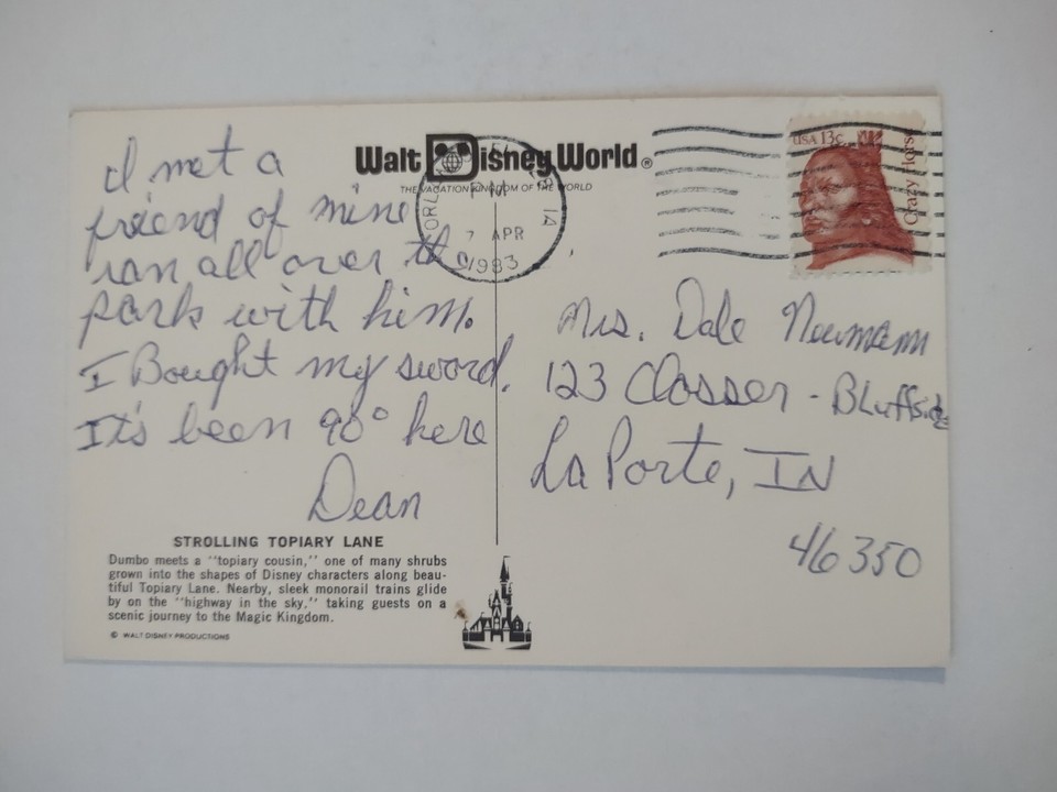 Disney World Topiary Lane Dumbo Chrome Florida Postcard VTG Monorail | eBay