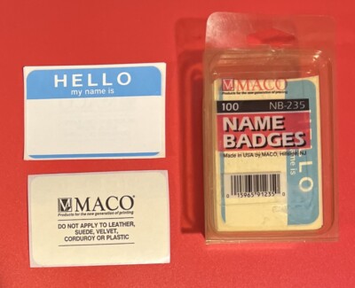 Vintage Maco My Name Is Sticker Badges Labels Peel Stick Adhesive Tags ...