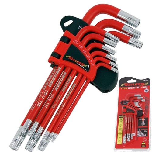 Neilsen 9pc Long Tamperproof Offset Star Torx Allen Key Set T10–T50 | eBay