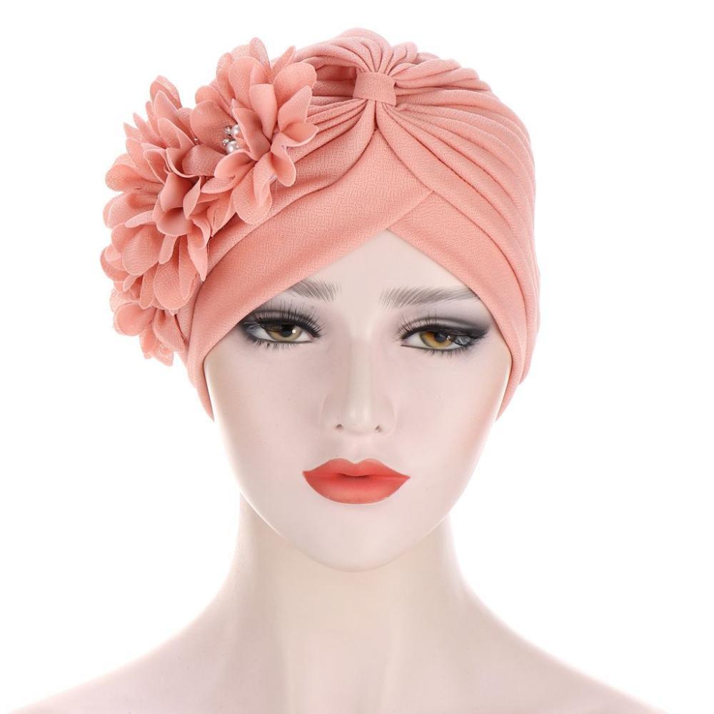 Pearls Headscarf Hair Accessories Caps Bonnet Women Flowers Ruffle ...