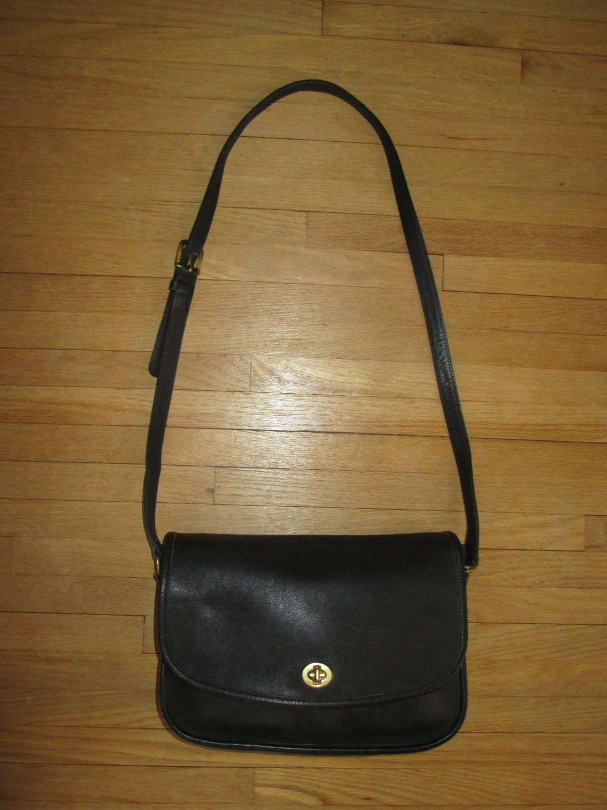 Vintage COACH City Bag #9790 Black Leather Turnlock … - Gem