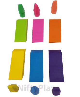 12 pcs Neon Cap Eraser Set Wedge Colored Soft And Non Abrasive | eBay