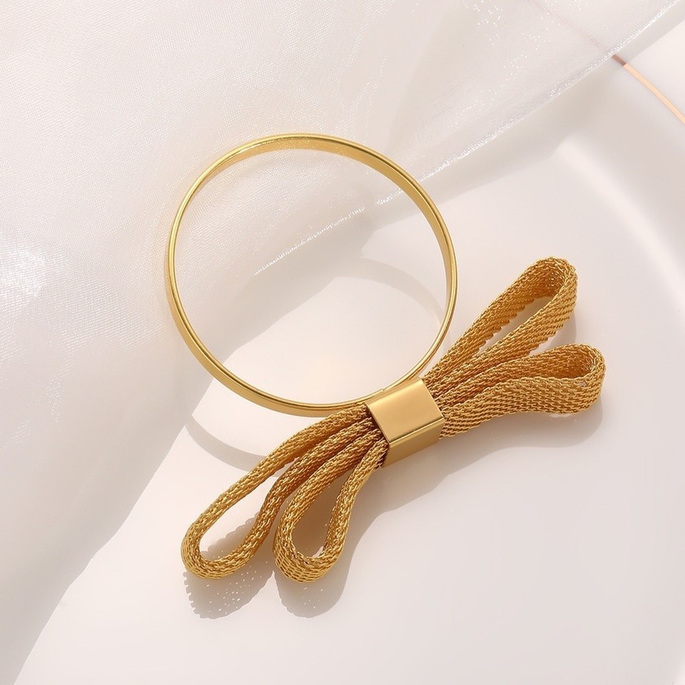 6pcs Gold Bow Napkin Rings Iron Base European Design for Table Styling ...