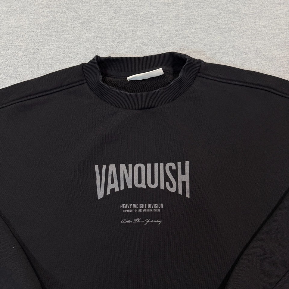 Vanquish Sweatshirt Men M Black Crewneck Heavyweight Logo Gym ...