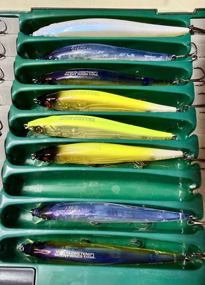 Megabass Vision 110 Jerkbait Collection In Jerkbait Box. Rare Box And ...