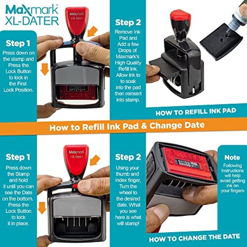 MaxMark Heavy Duty 5 Date Stamp with Entered self Inking Stamp - 2 ...