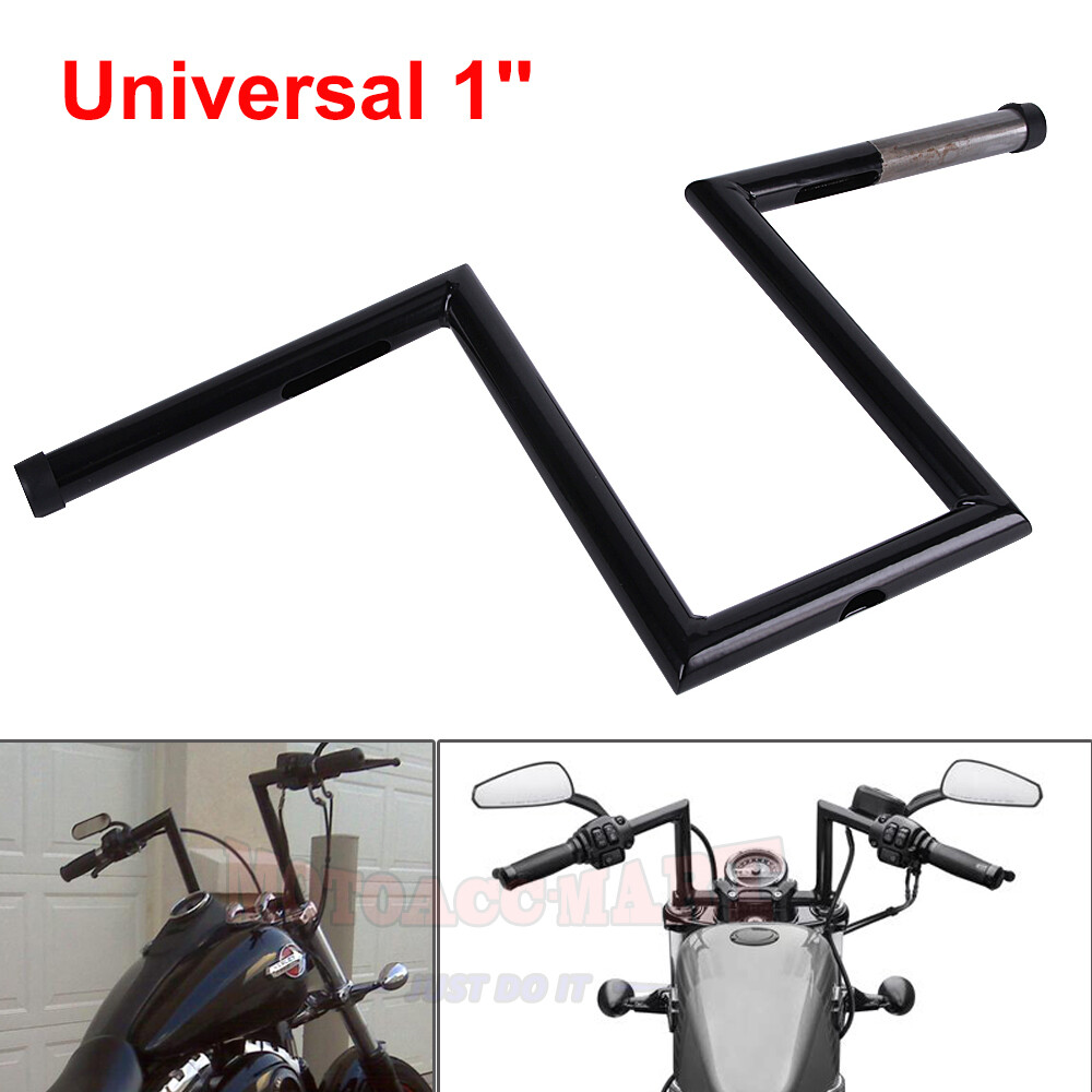 Black Custom 1" Z-Bars Ape Hangers Handlebars For Harley Chopper Bobber ...