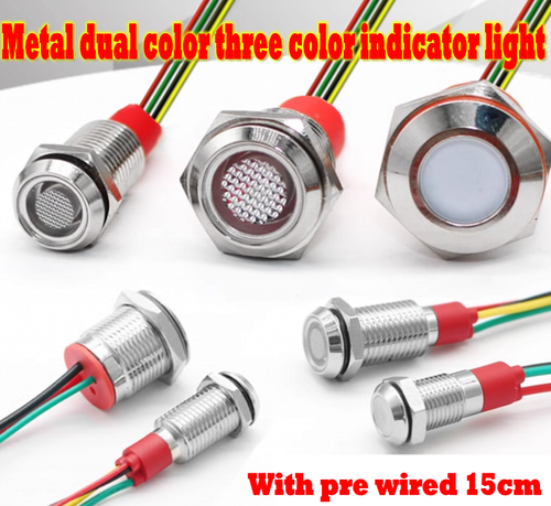 1pcs Metal indicator light red green dual color Tricolor waterproof ...
