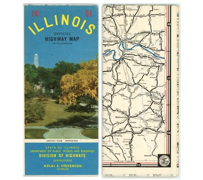 Vintage 1951 Illinois Official Road Map – State Highway Department | eBay