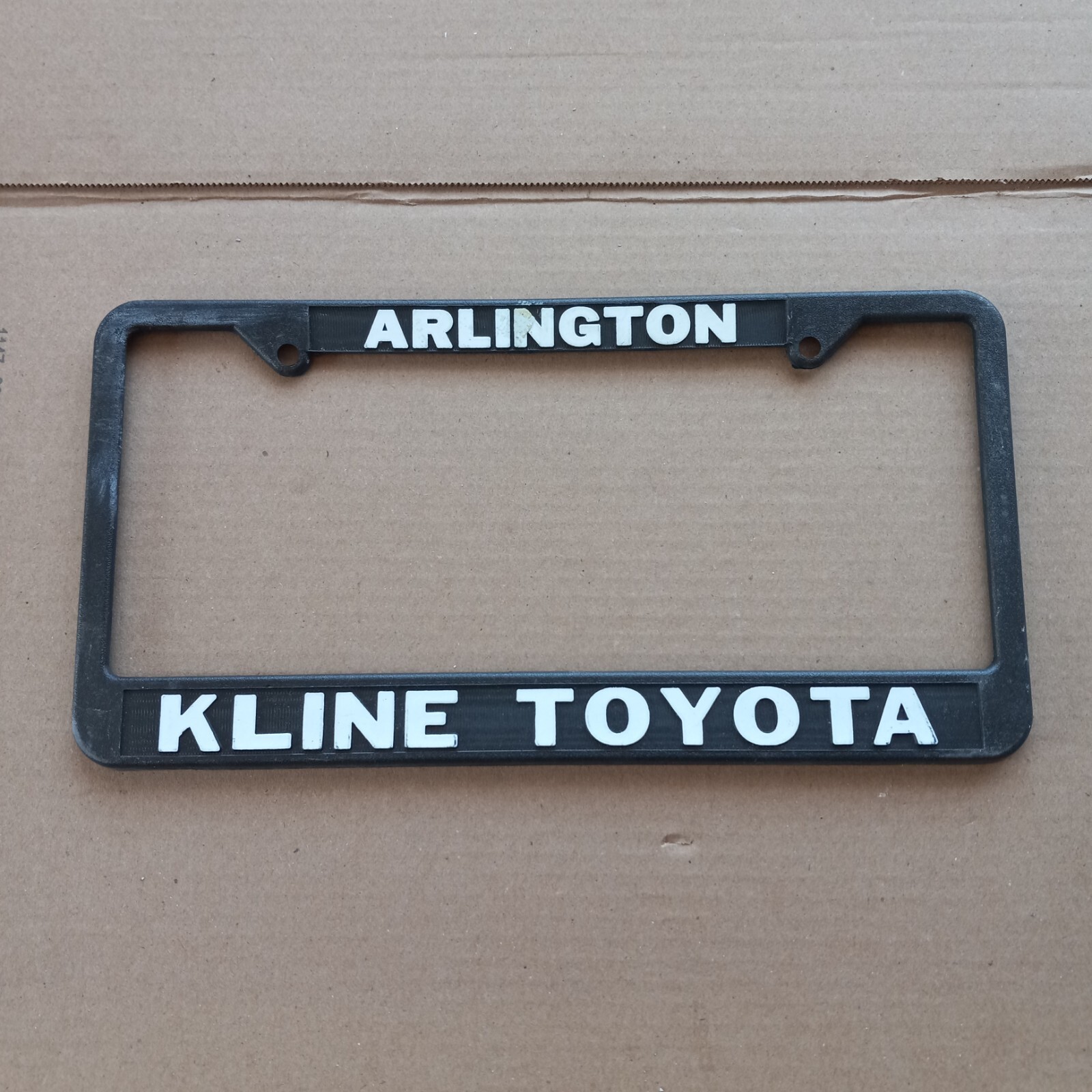 BLACK PLASTIC DEALERSHIP LICENSE PLATE FRAME: Kline Toyota Arlington | eBay