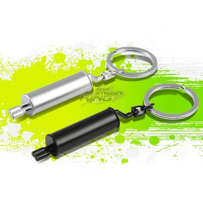 CAR SILVER MUFFLER DUAL TIP CATBACK EXHAUST METAL ZINC PLATED KEY CHAIN ...