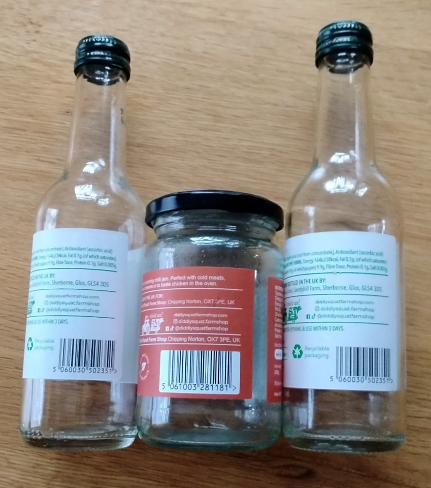 Diddly Squat Farm EMPTY Chilli Jam Jar / Apple Juice Bottles Clarkson’s ...