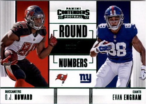 2017 Panini Contenders Round Numbers Emerald #6 Evan Engram O.J. Howard ...