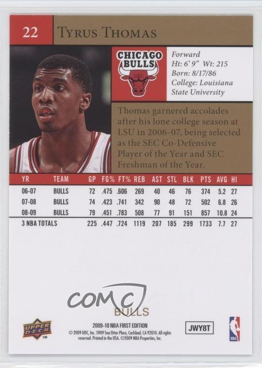 2009-10 Upper Deck First Edition Gold Tyrus Thomas #22 | eBay