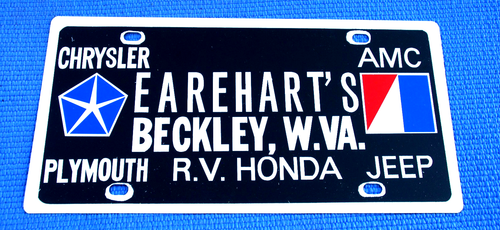 Earehart's Chrysler AMC Jeep Beckley W Va 1990s Dealership license ...