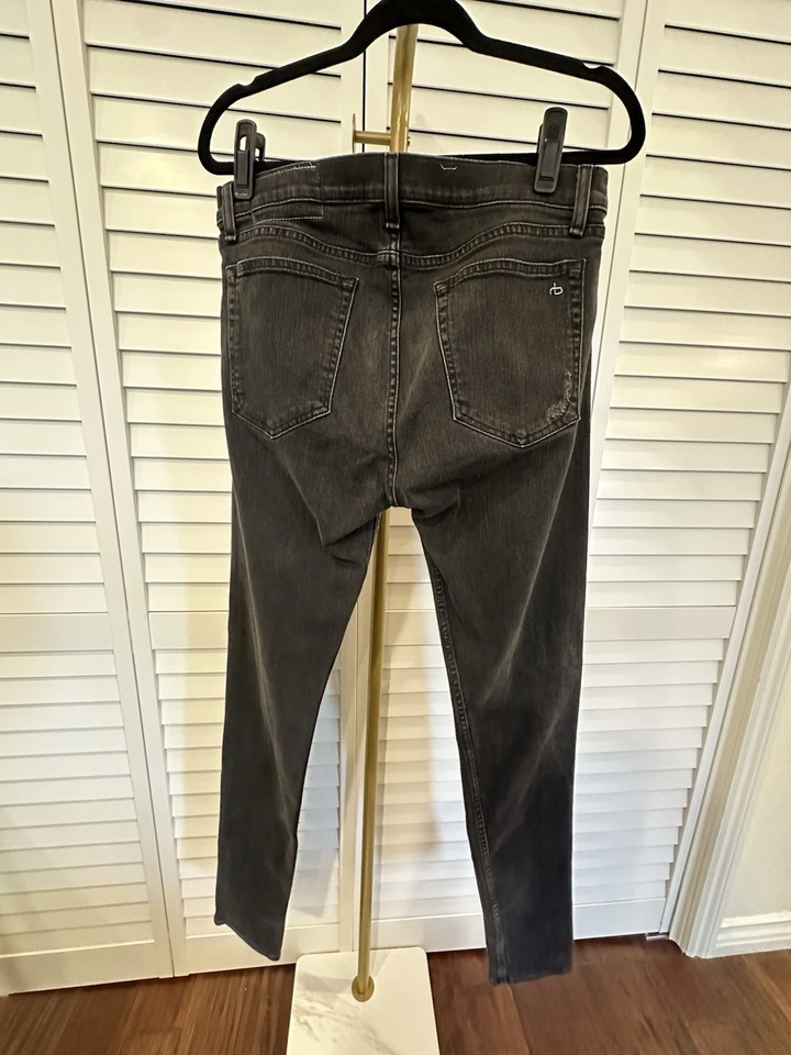 Rag & Bone Standard Men’s Issue Fit 1 Skinny Leg Black Distressed Jeans ...
