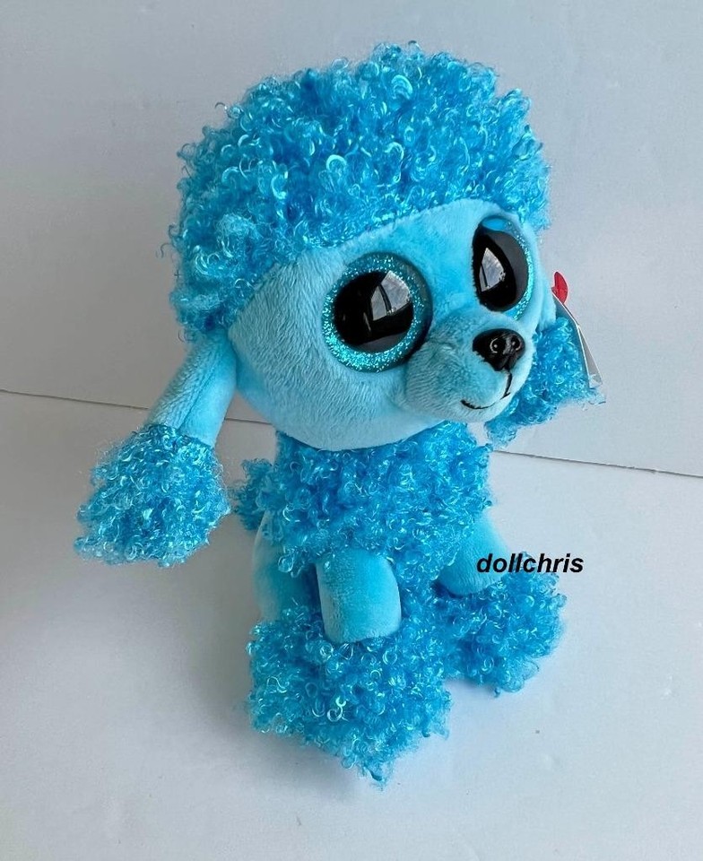 TY BEANIE BOOS Mandy the Blue Poodle Dog 6" Puppy New with tags Sparkle ...