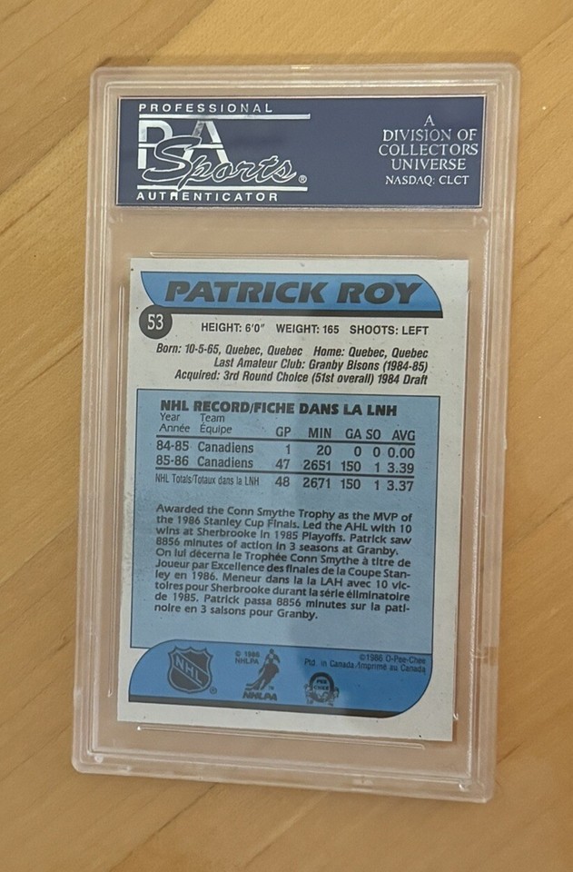 1986-87 O-Pee-Chee Patrick Roy rookie card #53 NM PSA 7 | eBay