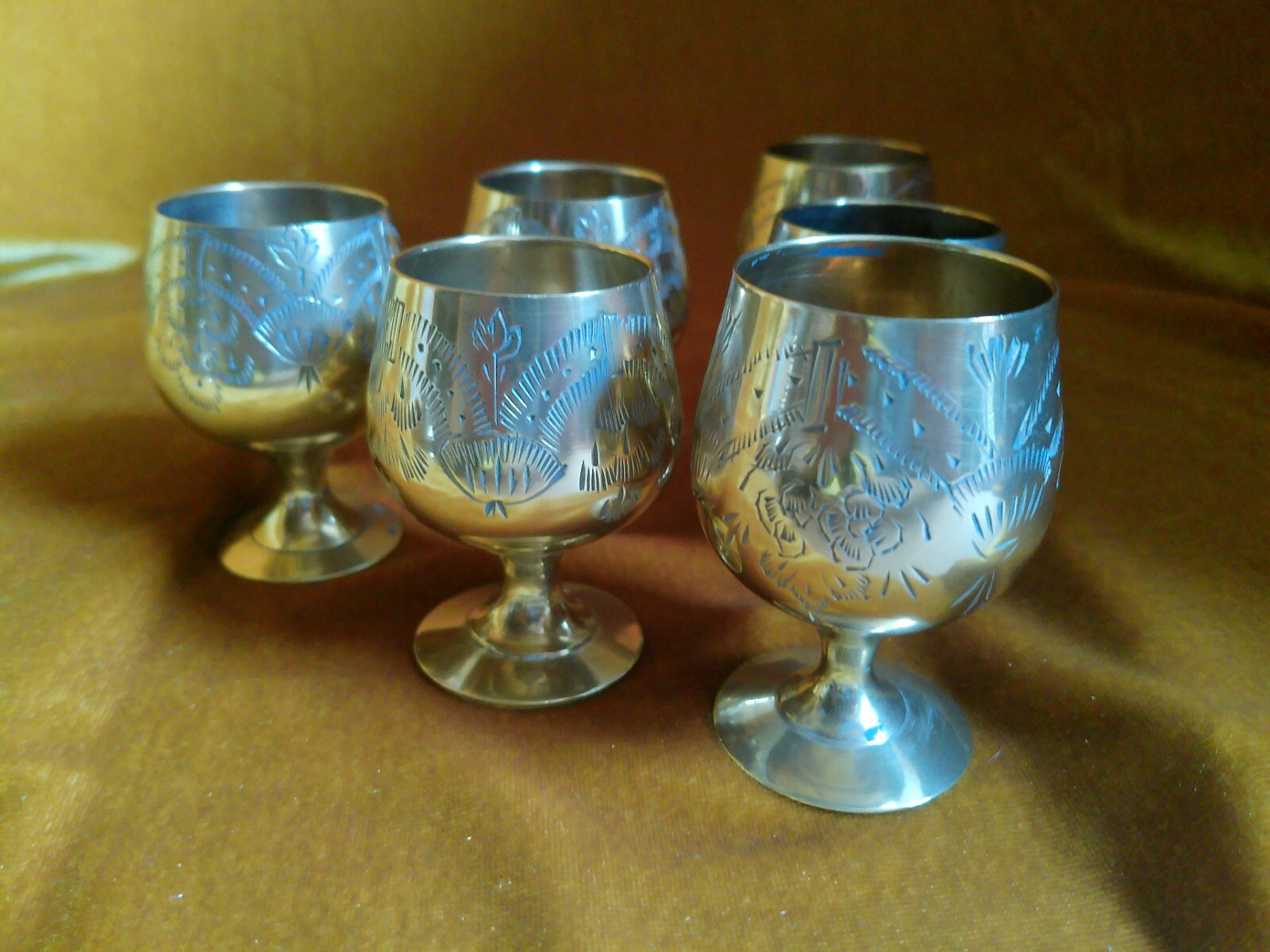 Set of 6 Vintage Engraved Silver Plated Small Goblets marked EPNS | eBay