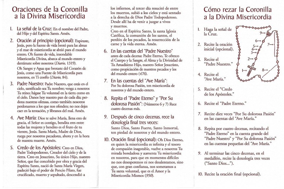 Divine Mercy Chaplet Spanish Espanol Novena y Coronilla a la Divina ...
