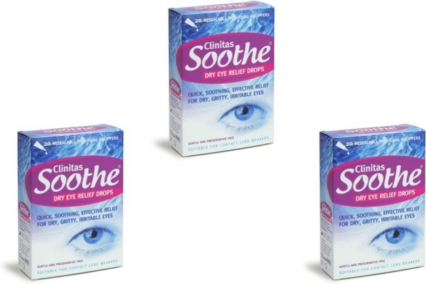 Eye Drops Clinitas Soothe Dry Eye Relief 20 x 0.5 ml Vials - Pack of 3 ...