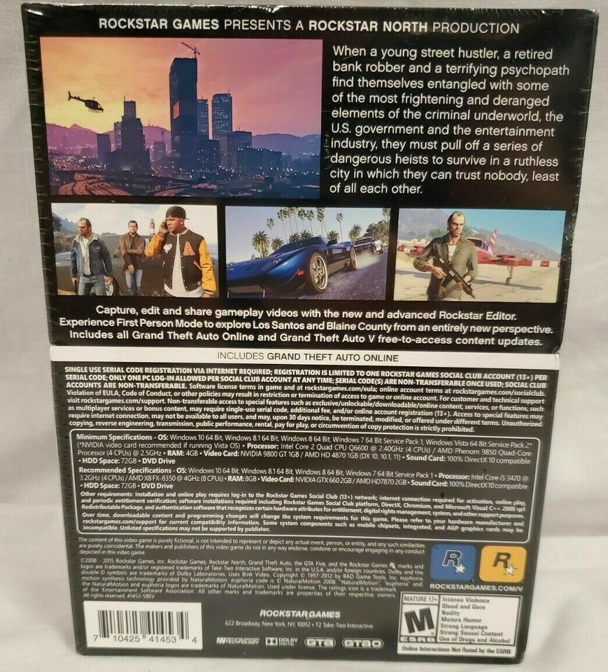 Grand Theft Auto V (GTA V for PC / DVD-ROM) New & Factory Sealed ~ Free ...