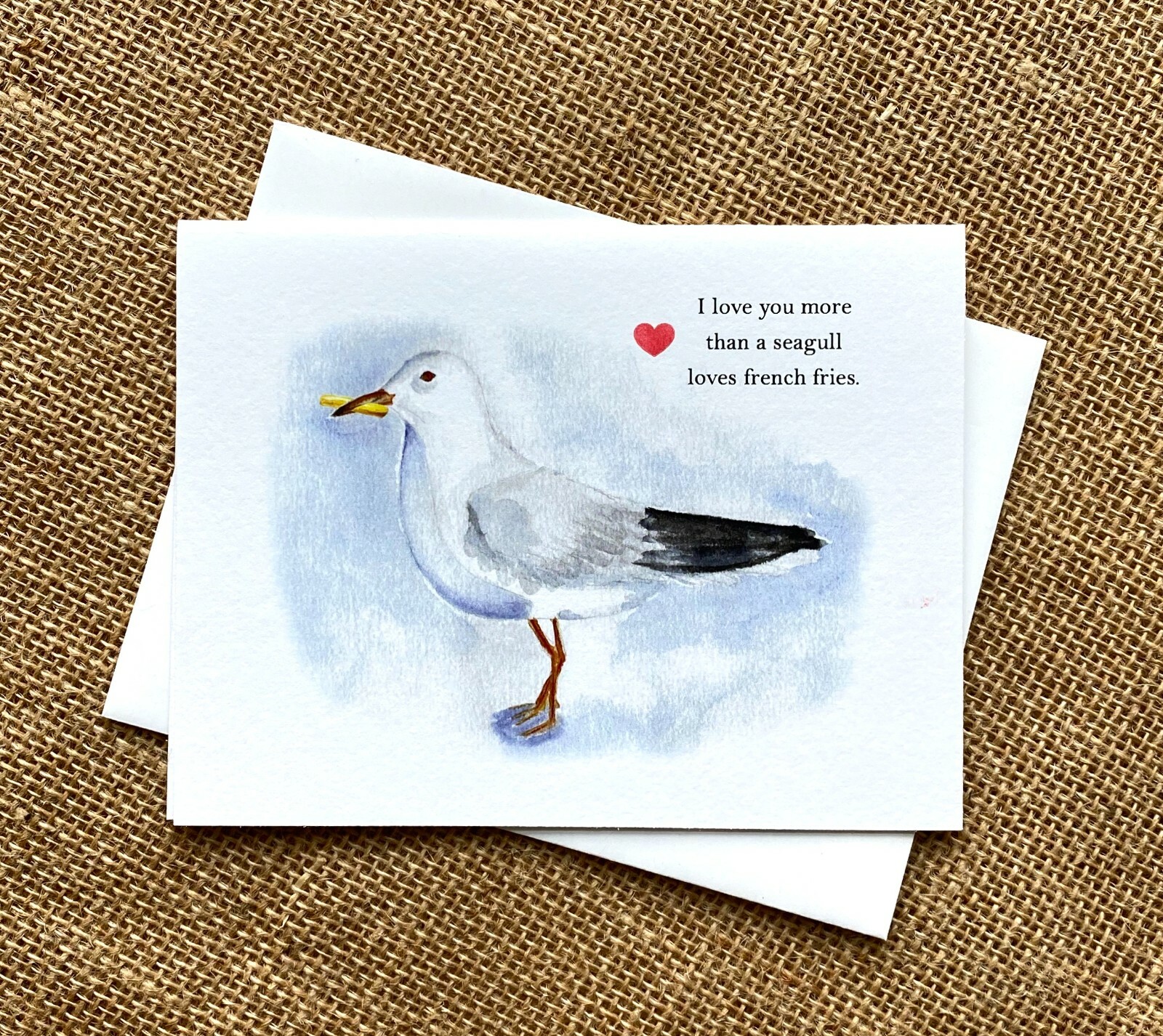 Valentine Seagull French Fry Eco Friendly Greeting Card Hand Made 100% ...