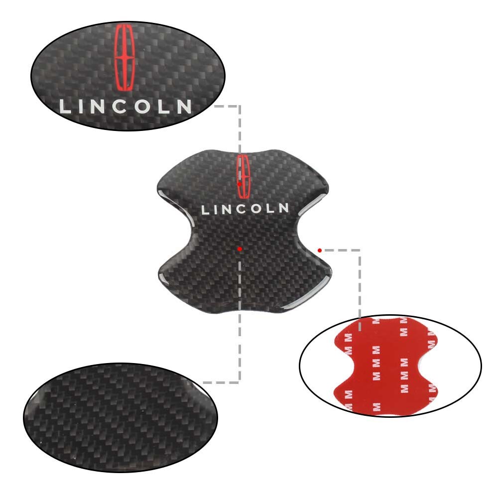 2pcs LINCOLN Real Carbon Anti Scratch Badge Door Handle Bowl Cover | eBay