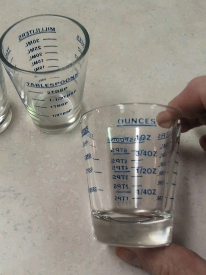 4 Multi-Purpose Measuring Shot Glass Jigger Shot Bar Tool Oz Tsp Tbsp ...