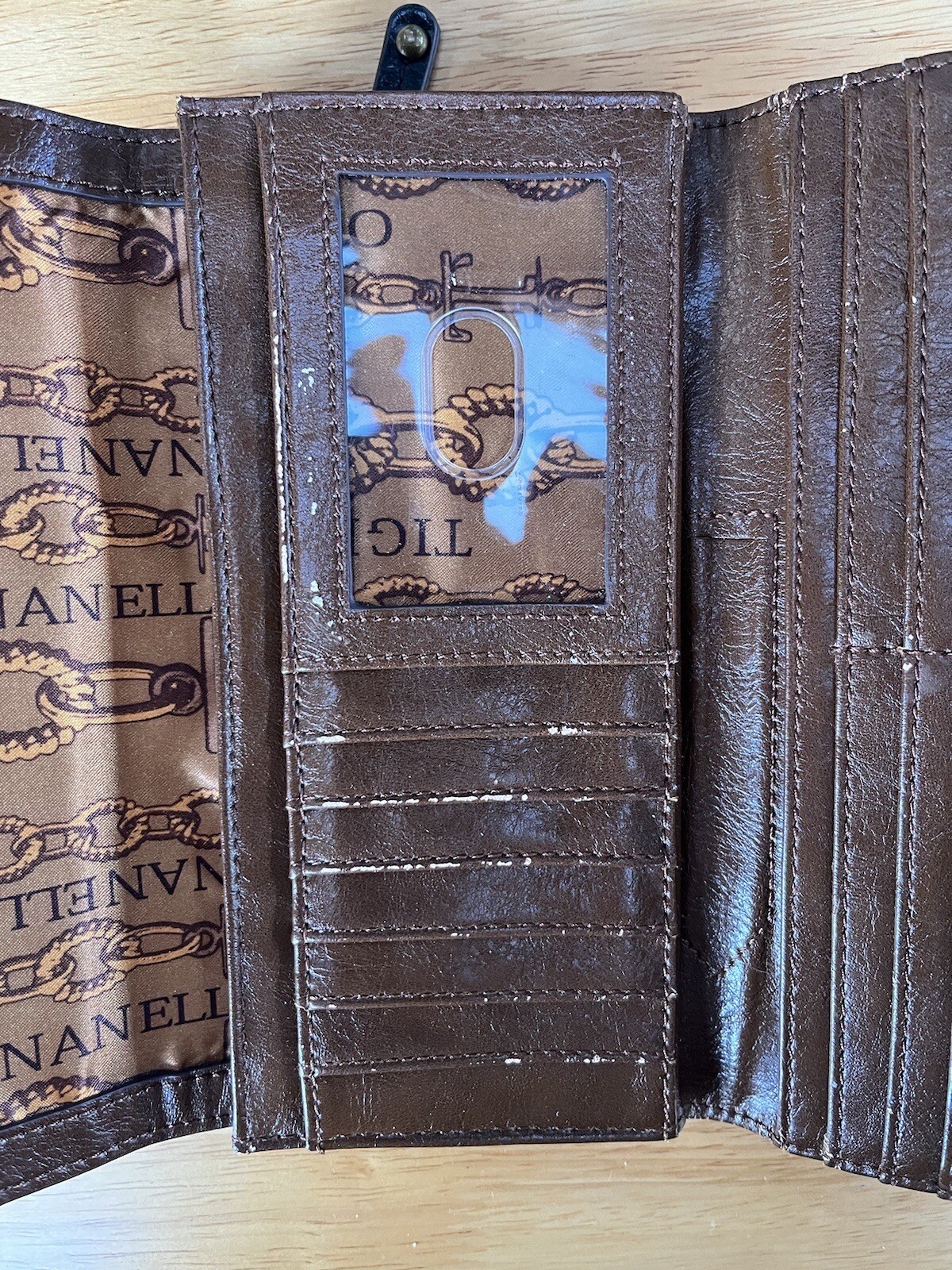 Tignanello Black Genuine Leather Pebble Trifold Wallet Organizer 7.5” x ...