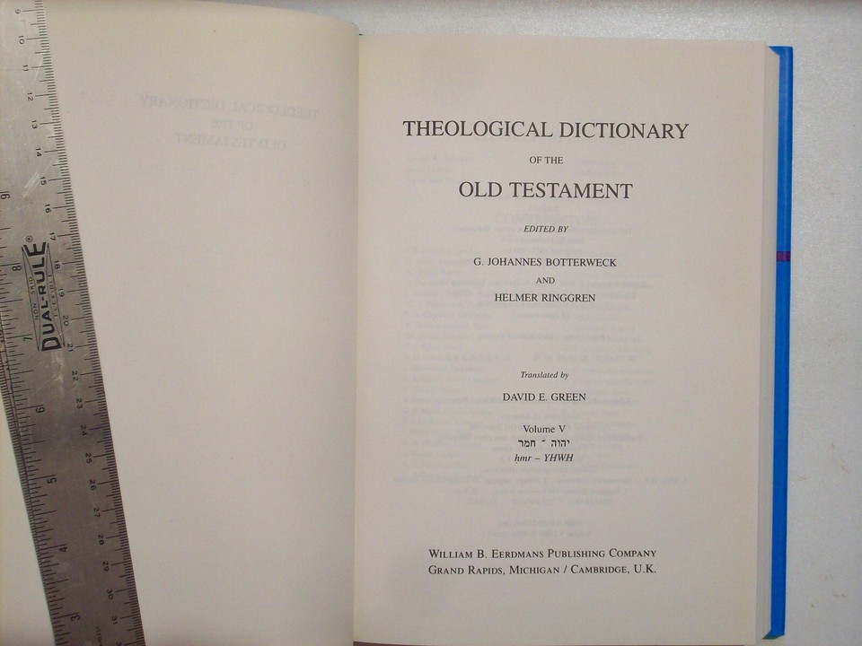 THEOLOGICAL DICTIONARY OF THE OLD TESTAMENT VOL 1 2 3 4 5 CHOOSE ...