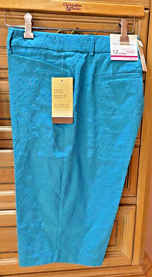 NEW Christopher & Banks Classic Fit Blue Texture Waist Classic Capri ...