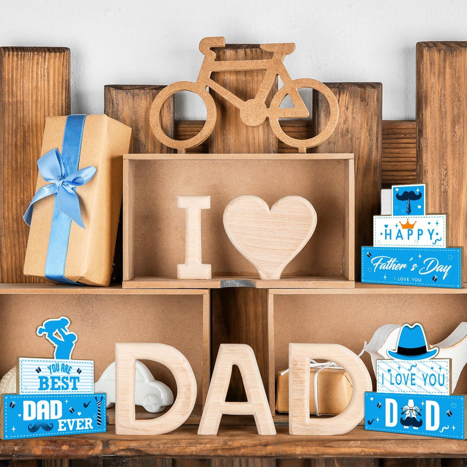 Fathers Day Decorations, 3Pcs Happy Father'S Day Wooden Table ...