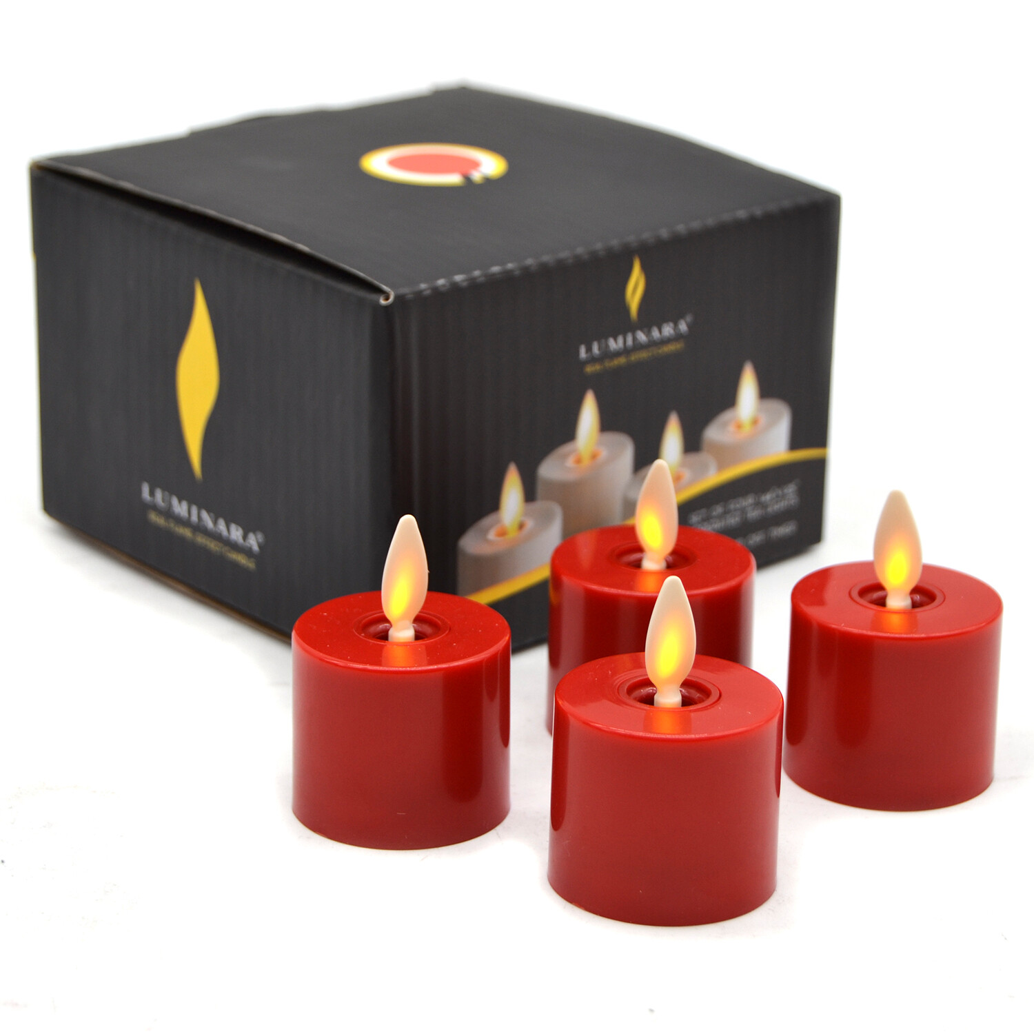 Luminara Moving Wick Battery Operated LED Tea Light Candles with Timer ...
