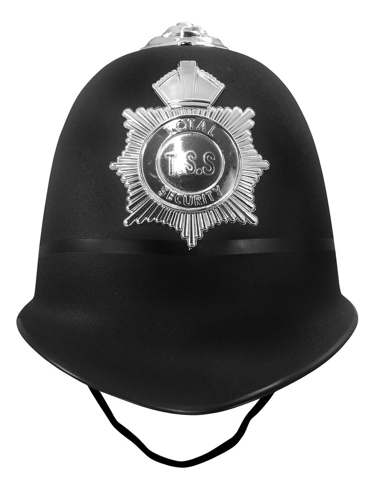 Adult Black English Bobby Police Helmet British Policeman Hat Costume ...