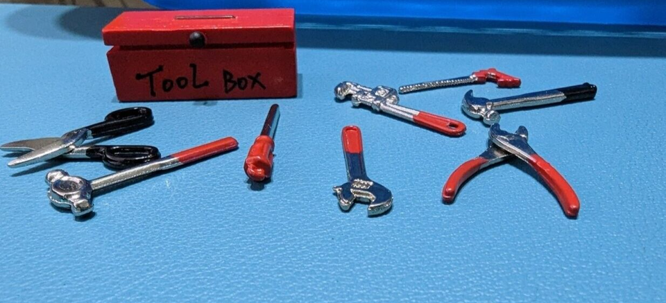 Dollhouse Miniature Tool Box w/ Tools 9pc 1:12 Scale - US SHIPPER | eBay