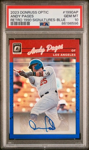 ANDY PAGES 2023 DONRUSS 1990 RETRO [BLUE SIGNATURES 56/75]-CLR MTCH-PSA ...